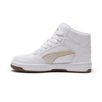 Puma Damen Rebound Layup Mid Shoes Sneaker, Wei&szlig;-Gold Ah25, 37.5 EU
