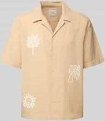 Only & Sons Regular Fit Leinenhemd mit Motiv-Stitching Modell CAIDENLY