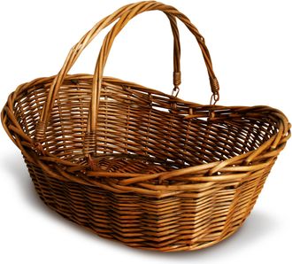 Wald Imports Gr&ouml;&szlig;e M Brauner Weidenkorb, Weidengeflecht/Rattan, Picknickkorb Dunkelbraun, Medium