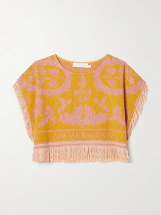 Zimmermann Haut Raccourci En Molleton De Coton Jacquard &Agrave; Franges Wylie - Jaune