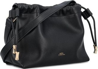 A.P.C. Drawstring Leather Shoulder Bag - Black