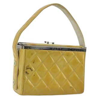 Chanel Sac &agrave; main vintage en cuir verni Pre-owned - Femme - Pre-owned - Jaune - Taille: ONE Size