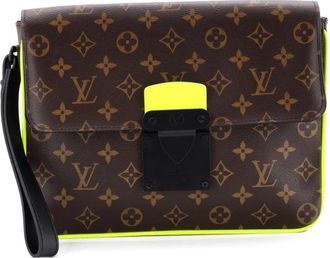 Louis Vuitton S Lock A4 Wristlet Pouch Macassar Monogram Canvas clutch bag - Braun