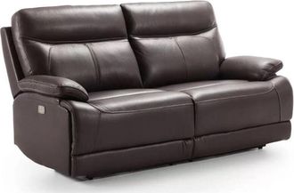 Les Tendances Les Tendances - Canap&eacute; relax &eacute;lectrique en cuir marron - 1 place - Moteurs pour inclinaison ind&eacute;pendante - Dimensions L 95 x P 97 x H 99 cm