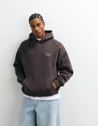 Abercrombie & Fitch hoodie oversize &agrave; logo script marron