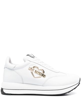 Love Moschino baskets &agrave; plaque logo - Blanc