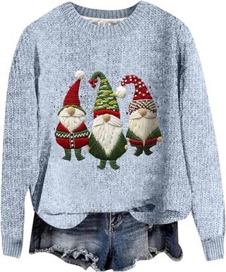 Generic Pull Femme Chic et Elegant Sweater Imprim&eacute; Leger Oversize Sweaters Hauts Moelleuse Tunique Pas Cher Tee Shirts Manche Longue pour lautomne lhiver