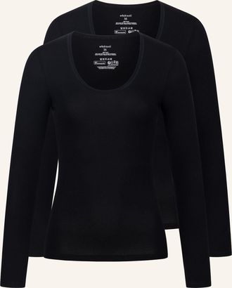 erlich textil Erlich Textil 2er Pack Light Touch Tiefausgeschnittenes Langarmshirt Aus Lyocell - Seidig Weich schwarz