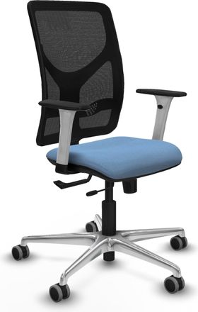 Piqueras y Crespo Stuhl aus PVC, blau, mit wei&szlig;en und schwarzen Armlehnen, h&ouml;henverstellbare Lendenwirbelst&uuml;tze, ausgestattet mit Syncro/Traslack und Schneideschaum, Sc