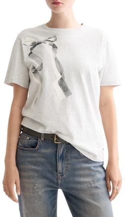 Scotch & Soda Artwork Damen-T-Shirt, Normale Passform, Hellgrau Melange U051, XS