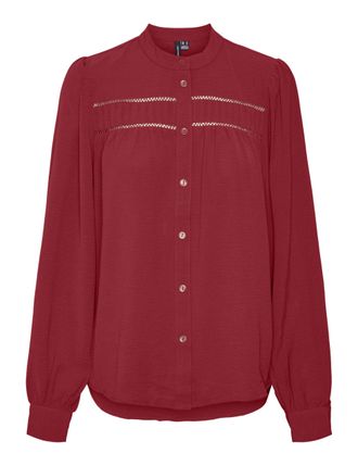 Vero Moda Damen Vmemma Ls Lace Shirt WVN Ga Noos, Karanda Red, M