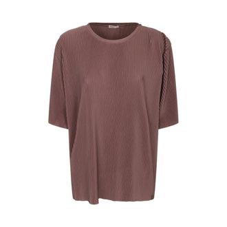Herno Braunes T-Shirt mit Falten und 3/4 &Auml;rmeln - - Tops - Damen - Braun - L