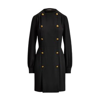 Ralph Lauren Robe ajust&eacute;e et &eacute;vas&eacute;e tiss&eacute;e - Femme - Robes - Noir - Taille: 34 FR
