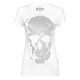 Philipp Plein Femme, Tops, Blanc, Taille: 38 FR T-Shirt Slim Fit Skull