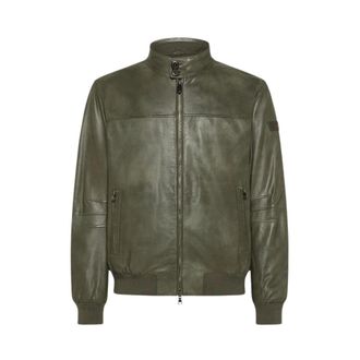 Peuterey Kurze Lederjacke im Vintage-Look - - Jackets - Herren - Gr&uuml;n - S