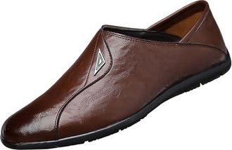 Generic Chaussures de mariage formelles pour homme - Mocassins plats &agrave; coupe basse sans lacets - Mocassins &agrave; enfiler - Bout carr&eacute; - Chaussures en cuir &agrave; talon