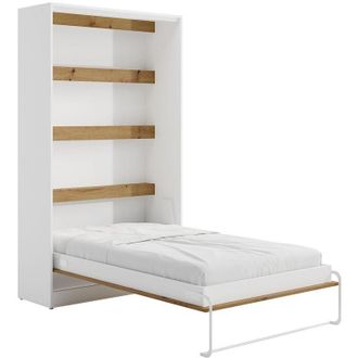 Vente-Unique Vente-unique - Lit escamotable 120 x 200 cm - Ouverture verticale manuelle - Avec LEDs - Blanc et naturel - rapili