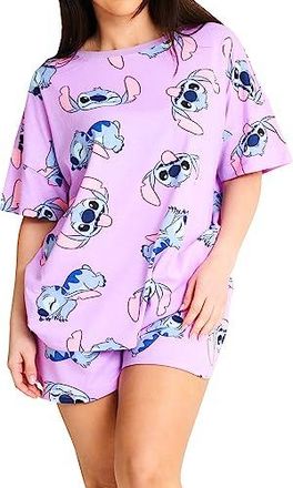 Disney Pyjamas Lilo et Stitch pour Femmes | Pyjama à Manches Courtes pour Femmes avec imprimé intégral | Pyjamas Confortables pour Dames pour Les Fans de Sti