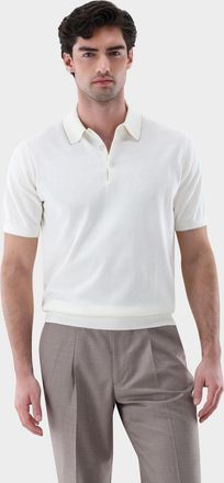 van Laack Strick Poloshirt mit Detail aus Air Cotton
