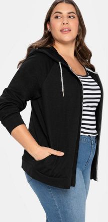 Sheego Shirtjacke Kapuzensweatjacke Langarm