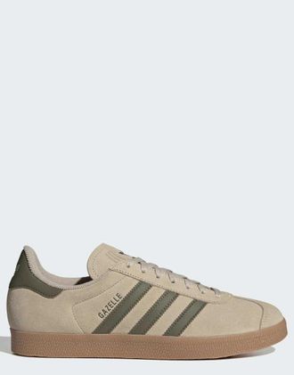 adidas Originals Gazelle baskets en olive et kaki avec semelle gomme-Neutre