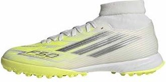 adidas Femme F50 SPARKFUSION League Mid Cut Turf Football Shoes Womens, FTWR White/Iron met./Hi-res Yellow, 40 2/3 EU