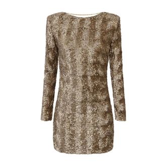 Elisabetta Franchi Femme, Robes, Brun, Taille: 38 FR Mini-robe Boxy en tulle brod&eacute; de sequins