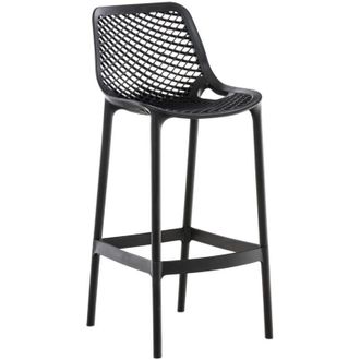 Clp Tabouret de bar ext&eacute;rieur en plastique noir - Dossier incurv&eacute; ergonomique - Hauteur 105 cm - Capacit&eacute; 160 kg - R&eacute;sistant aux UV