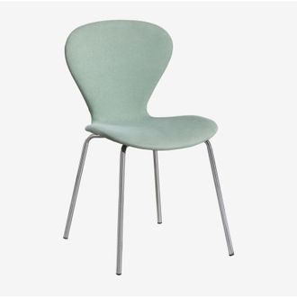 Sklum Sklum - Chaise de salle à manger empilable rembourrée Uit Céladon Gris Chromé