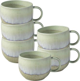 Villeroy & Boch like. by Perlemor Alga Kaffeetassen 6er Set, 190 ml, Tassen mit Reaktivglasur, Premium Porzellan, Gr&uuml;n