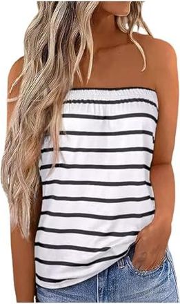 Generic Haut tube long sans bretelles confortable Y2K pour femme - Haut pour rendez-vous galant et nuit - Bustier dos nu - Coupe ample - &Eacute;paules d&eacute;nud&eacute;es - Te