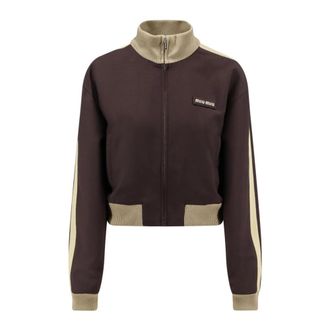 Miu Miu Mohair- und Schurwoll-Rei&szlig;verschlussjacke - - Sweatshirts & Hoodies - Damen - Braun - M