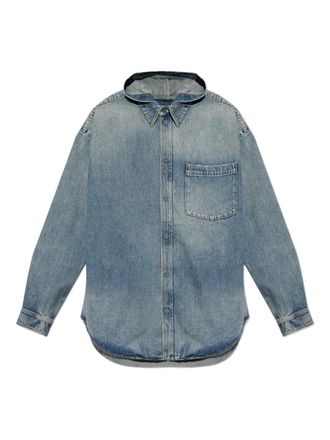 Balenciaga veste en jean &agrave; capuche - Bleu