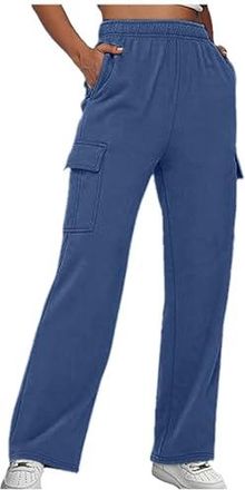 Generic Chaud Fourr&eacute; Pantalon Large Jogging Femme Cordon Taille Elastique Cargo Poches Hiver Ample Survetement Pantalons de Sport Detente Sweatpants n30