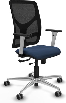 Piqueras y Crespo Stuhl mit Lendenwirbelst&uuml;tze, mit wei&szlig;en und schwarzen Armlehnen, ausgestattet mit Syncro/Traslack und Schneideschaum, mit Rollen 65 mm, Parkett, Schw