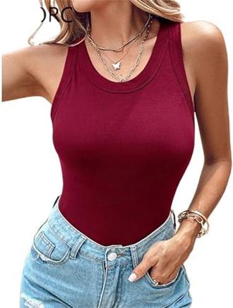 Generic D&eacute;bardeur &agrave; soutien-gorge confortable int&eacute;gr&eacute;, d&eacute;bardeur sans manches pour femme, d&eacute;bardeur d&eacute;contract&eacute; dos nageur c&ocirc;tel&eacute;, bordeaux, XXL