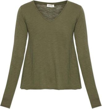 American Vintage Femme, Tops, Vert, Taille: 36 FR Top &agrave; manches longues Jacksonville