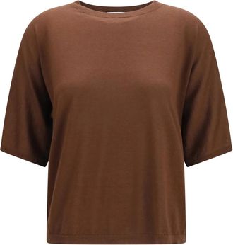 Brunello Cucinelli Pull en cachemire et soie &agrave; manches courtes - Homme - Pulls - Brun - Taille: S