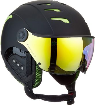 Alpina Alpina Jump 2.0 Q-LITE - Sicherer, Stoßabsorbierender & Indiv. Anpassbarer Skihelm Mit Kontrastverstärkendem Visier Für Erwachsene, Black-Lime matt, 5