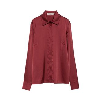D.exterior Klassisches Satinhemd mit Kragen - - Blouses & Shirts - Damen - Rot - S
