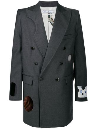 Off-white blazer Meteor &agrave; d&eacute;coupes - Gris