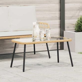 vidaXL Vidaxl - Table basse Marron, Noir 90 x 45 x 42 cm Rattan en Poly, verre