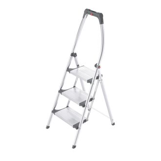 Hailo LivingStep Comfort, Alu-Klapptritt, 3 Stufen, hoher Sicherheitshalteb&uuml;gel, F&uuml;&szlig;e mit Soft-Grip-Sohlen, belastbar bis 150 kg, 4303-201