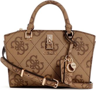 Guess Queensland Mini Satchel Bag Latte Logo
