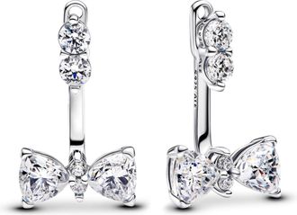 Pandora Pandora Timeless Funkelnde Schleife Tropfen-Ohrringe aus Sterling Silber mit Zirkonia, 293543C01