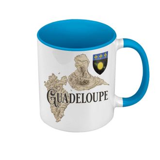 Fabulous Tasse Farbe Premium Qualit&auml;t blau - Guadeloupe 971 D&eacute;partement Ile Carte Rare - Tasse mit Henkel und farbigem Innenfutter