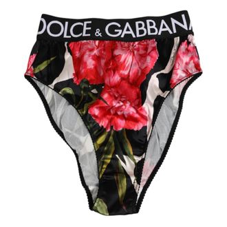 Dolce & Gabbana Schwarze Blumenmuster Hohe Taille Panty Unterw&auml;sche - - Underwear - Damen - Mehrfarbig - S