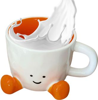 Generico Sch&ouml;ne Tasse | Teetasse mit - Stifthalter aus handgekneteter Keramik, dekoratives Accessoire f&uuml;r den Schreibtisch, &auml;sthetische Tassen f&uuml;r Milch und