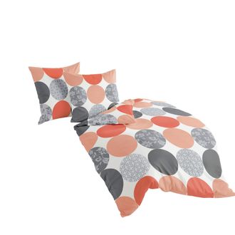 BIERBAUM Mako-Satin-Bettw&auml;sche, Dessin 6383_08 lachs, 200x200 cm + 2x 80x80 cm, f&uuml;r das Doppelbett, Designed in Germany