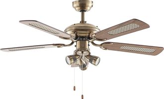 Lucande Deckenventilator mit Lampe Anariki (Landhaus, Vintage Rustikal) in Gold/Messing aus Metall (3 flammig GU10) - Ventilator Wohnzimmerleuchte